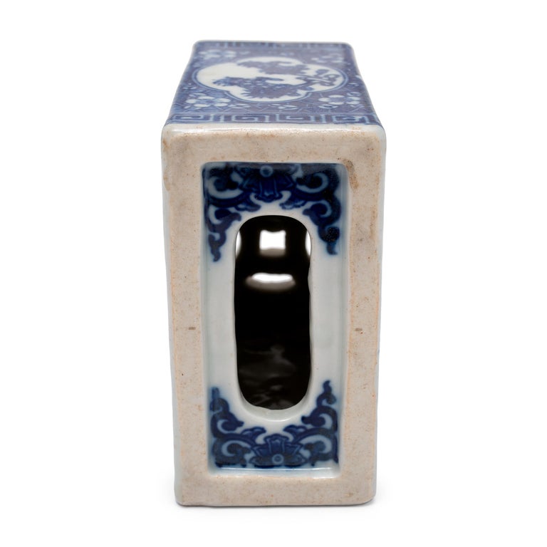 Chinese Blue and White Fu Lion Headrest For Sale at 1stDibs