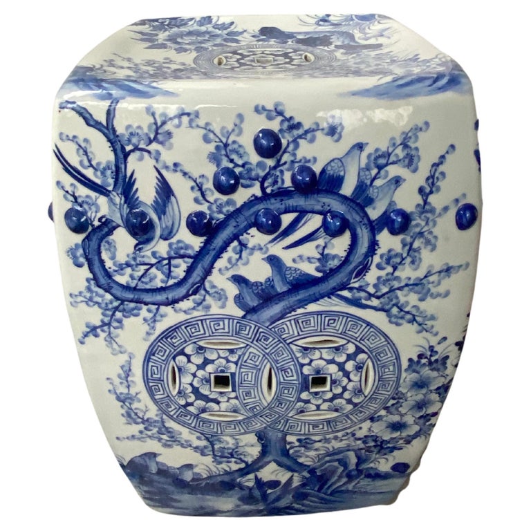 Chinese Blue and White Garden Stool/Seat For Sale at 1stDibs