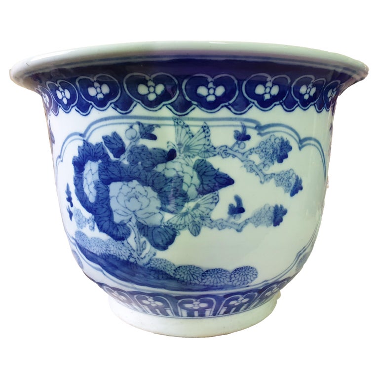Oriental Chinese Blue and White Planter Porcelain 19th Century Qing ...