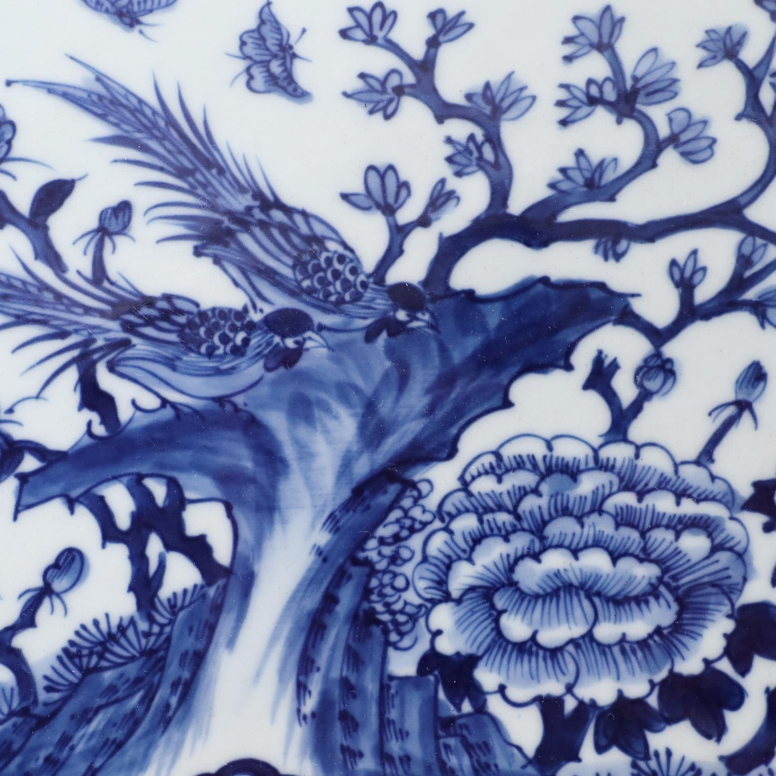 Chinese Blue and White Porcelain Box with Birds and Flowers at 1stDibs