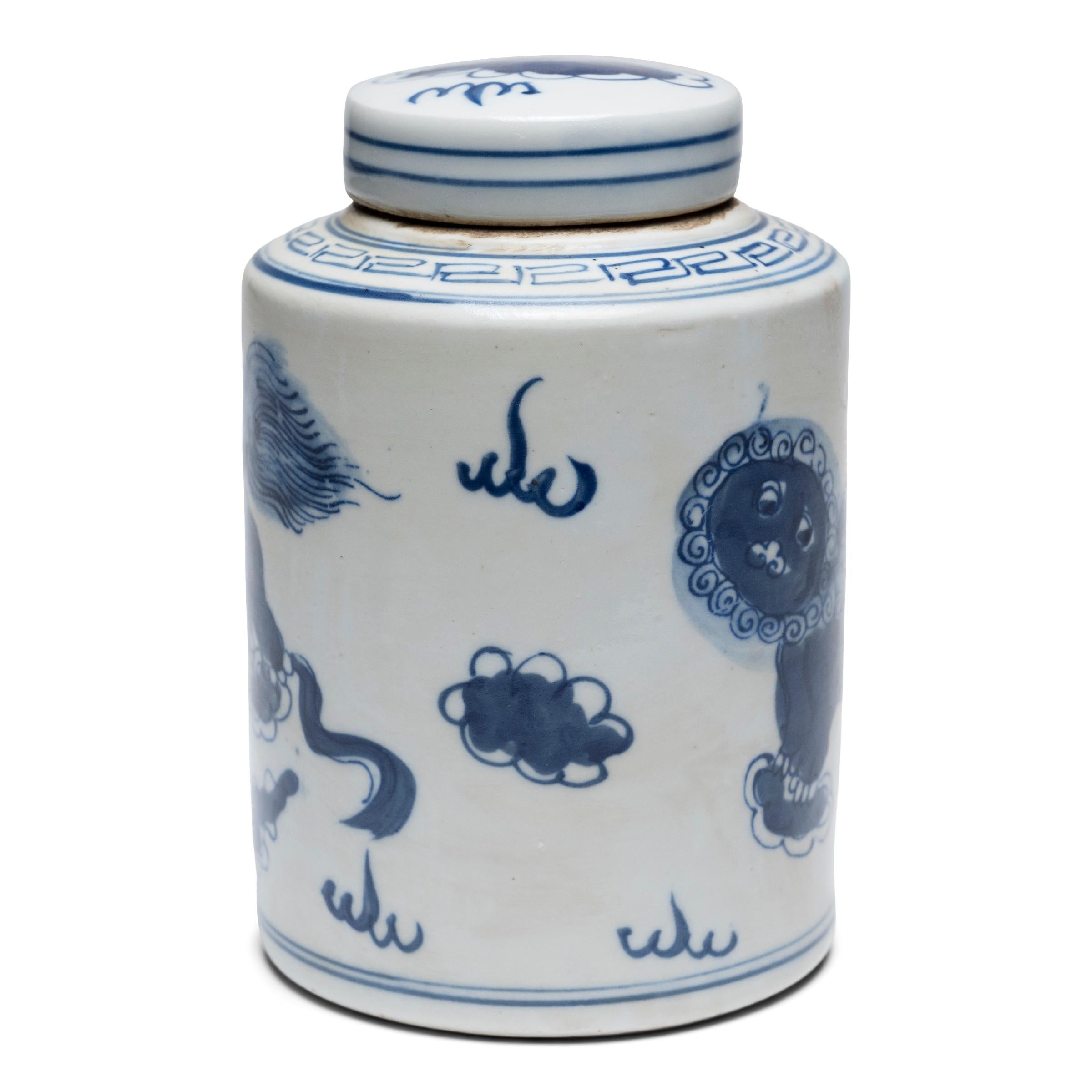 Chinese Blue and White Tea Leaf Jar, c. 1900 at 1stDibs