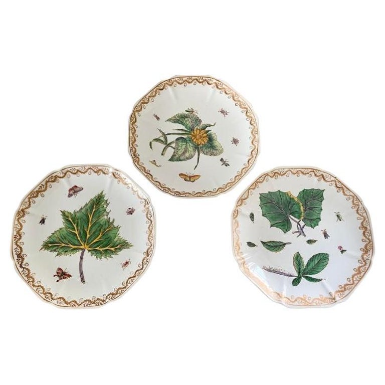 Chinese Botanical Wall Plates with Flora and Insects, Set of Three For ...