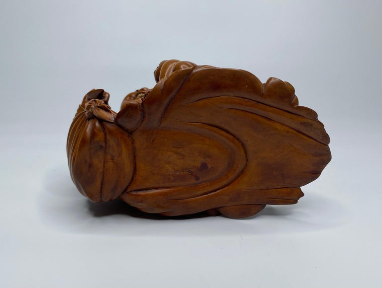 Chinese boxwood Buddha, c. 1900. Qing Dynasty. For Sale at 1stDibs