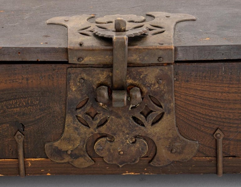 Chinese Brass Bound Scroll Box, 19th Century For Sale at 1stDibs