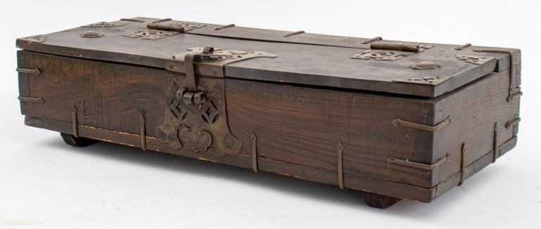 Chinese Brass Bound Scroll Box, 19th Century For Sale at 1stDibs