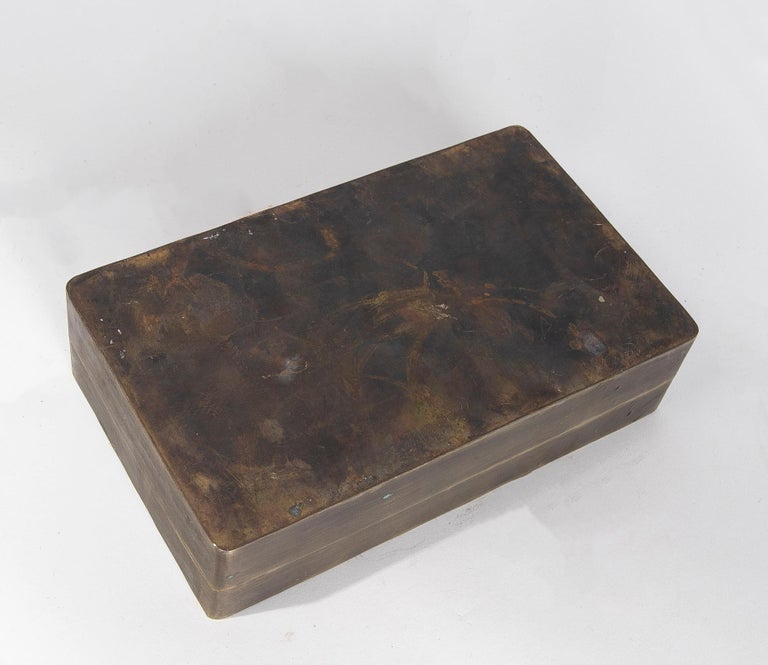 Chinese Brass Box with Chinese Letter Inscriptions on the Top For Sale ...