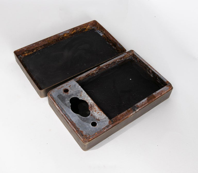 Chinese Brass Box with Chinese Letter Inscriptions on the Top For Sale ...