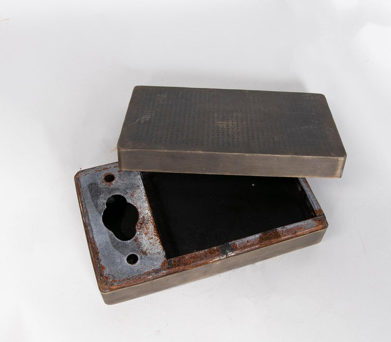 Chinese Brass Box with Chinese Letter Inscriptions on the Top For Sale ...