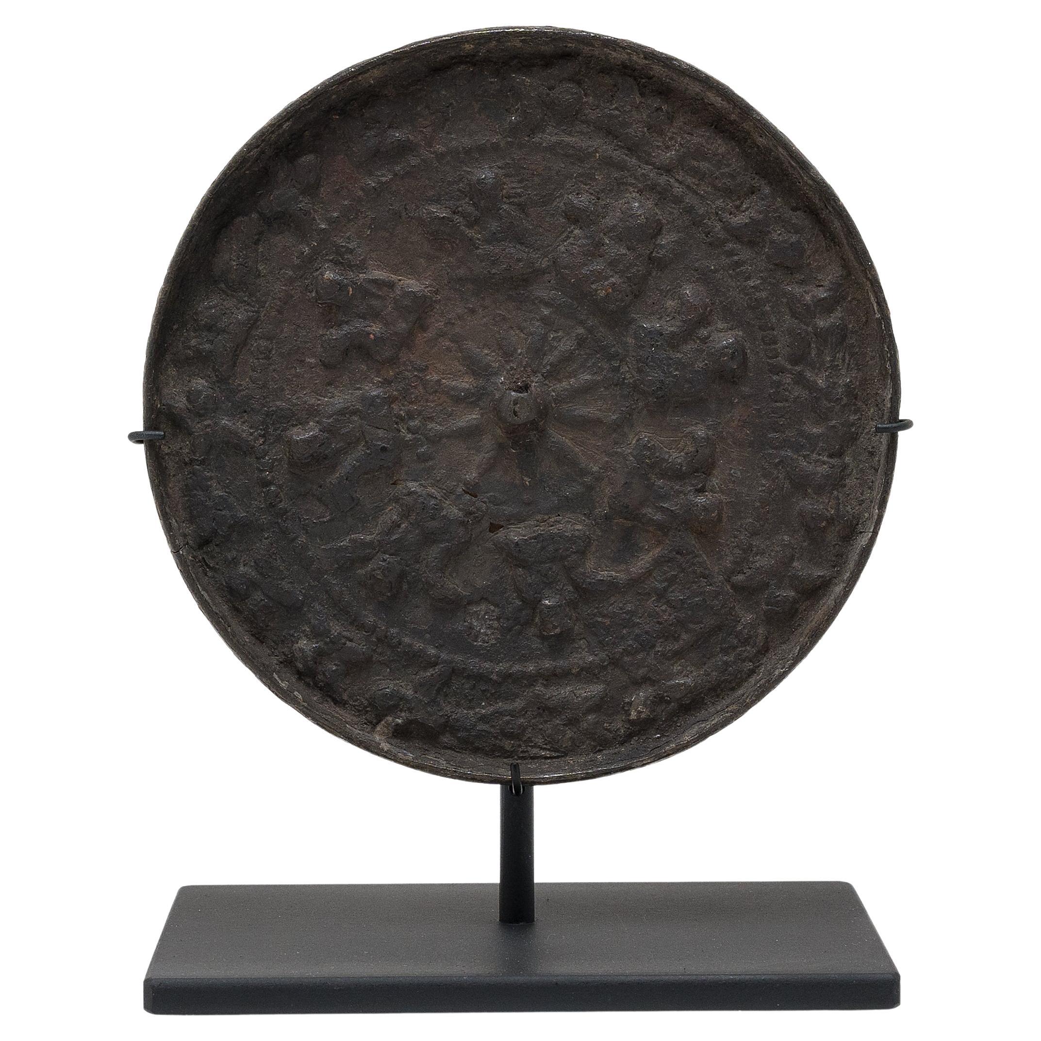 Chinese Bronze Relief Hand Mirror For Sale at 1stDibs