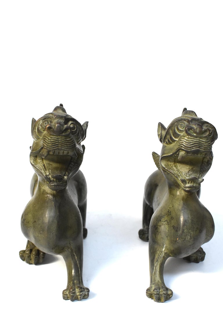 Chinese Bronze Statues Pi Xiu Dragon Pair at 1stDibs