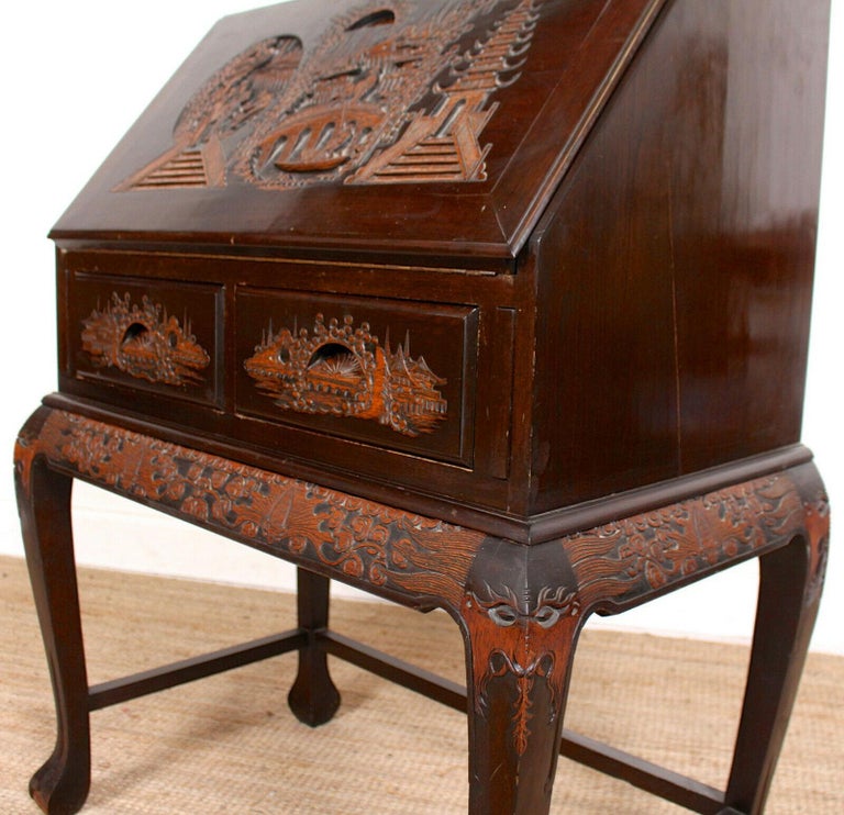 Chinese Bureau Carved Writing Desk at 1stDibs | chinese writing desk