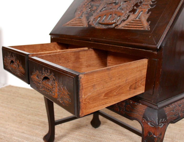 Chinese Bureau Carved Writing Desk at 1stDibs | chinese writing desk