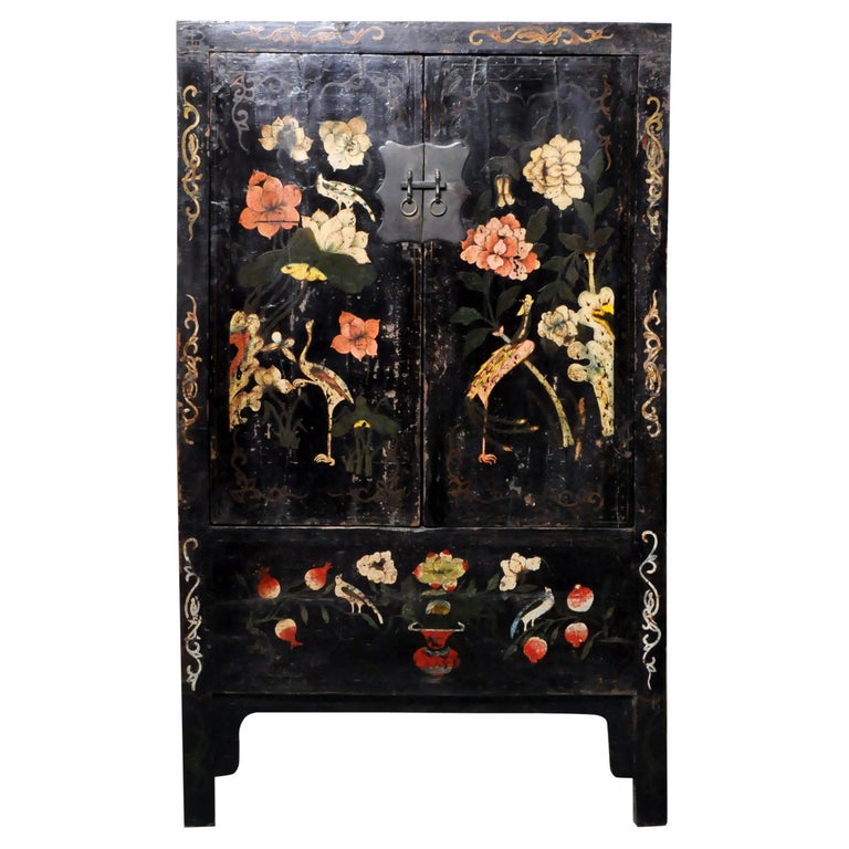 Chinese Cabinet with Two Drawers and Shelves at 1stDibs