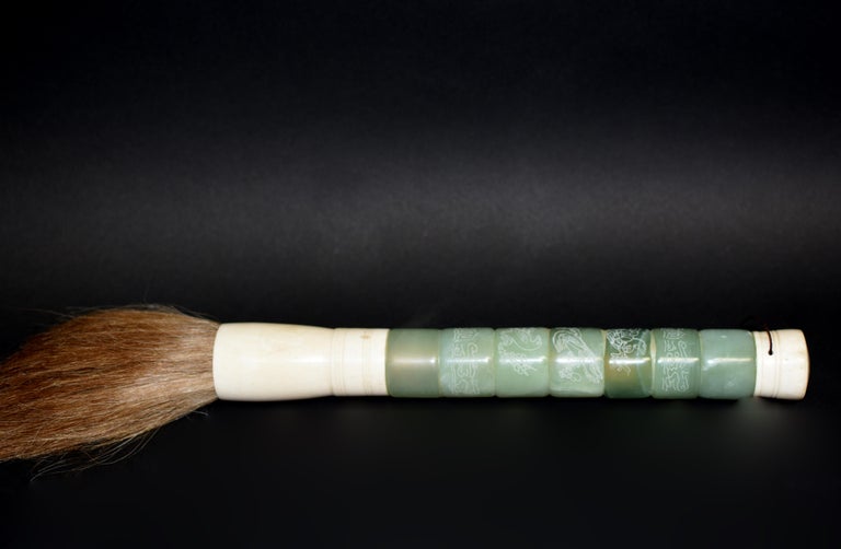 Chinese Calligraphy Brush Engraved Jade Archer's Rings Extra Large For ...