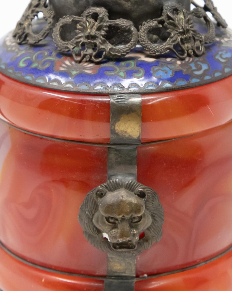 Chinese Carnelian and Enamel with Bronze Filigree Teapot For Sale at ...