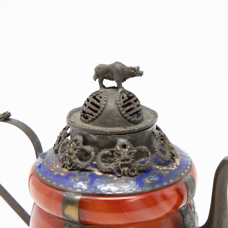 Chinese Carnelian and Enamel with Bronze Filigree Teapot For Sale at ...