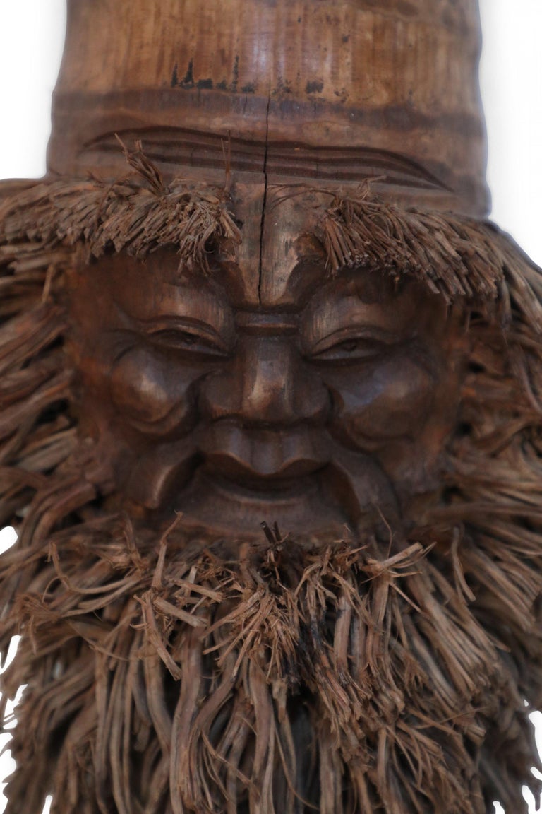 Chinese Carved Bamboo Root Face Wall Hanging For Sale at 1stDibs