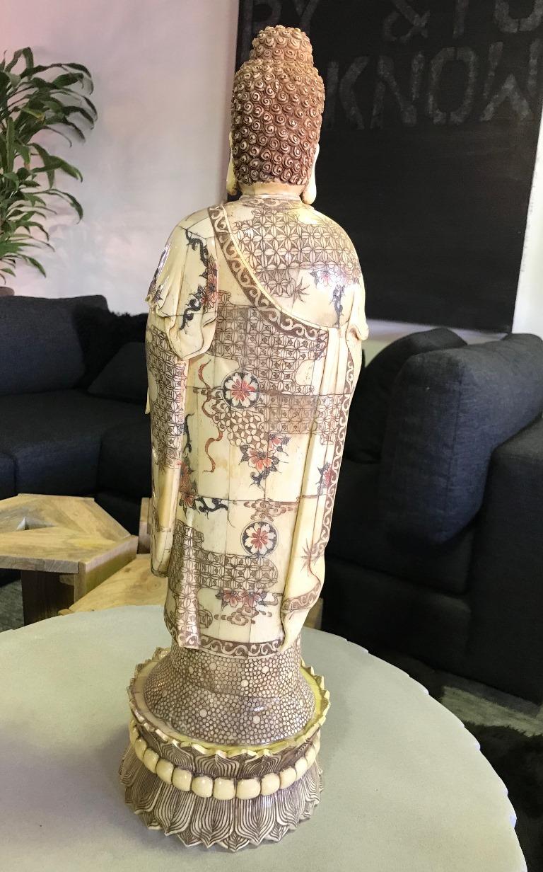Chinese Carved Bone Figure Sculpture of Standing Buddha at 1stDibs ...