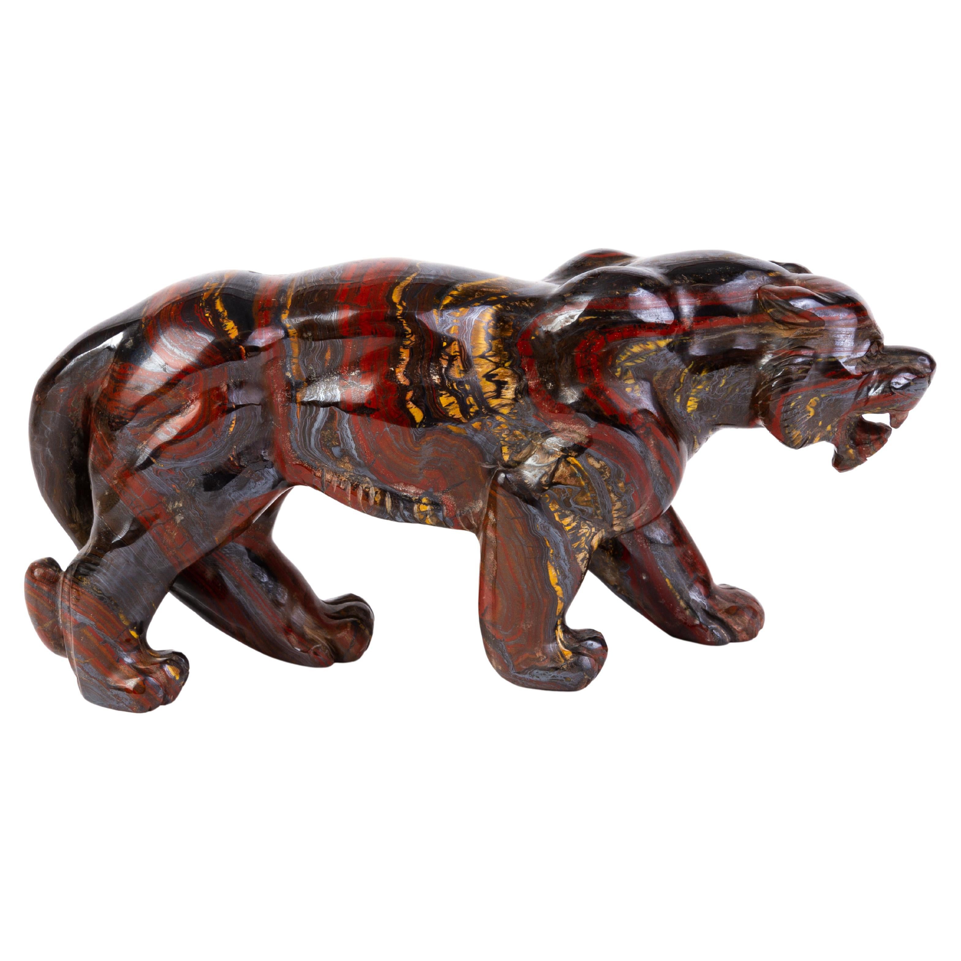 Chinese Carved Hardstone Sculpture of a Tiger For Sale at 1stDibs