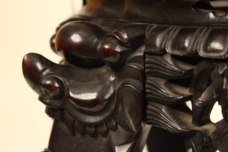 Chinese Carved Hardwood Taboret For Sale at 1stDibs