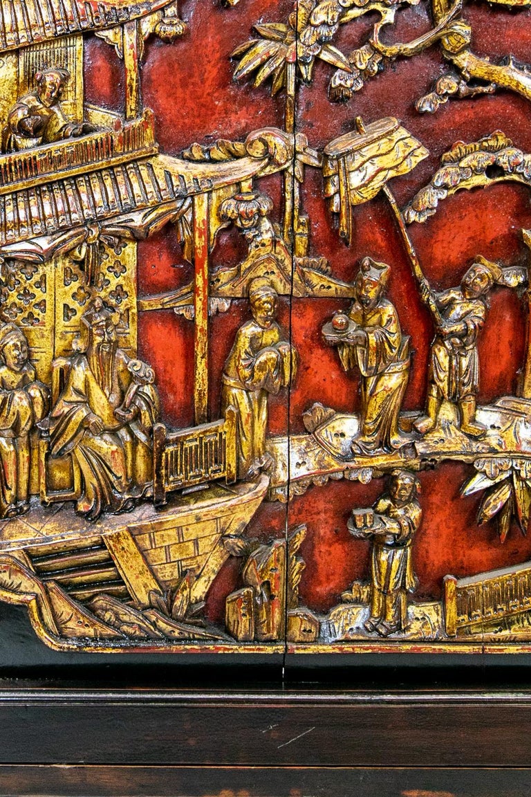 Chinese Carved Lacquer Firescreen at 1stDibs | chinese fire screen