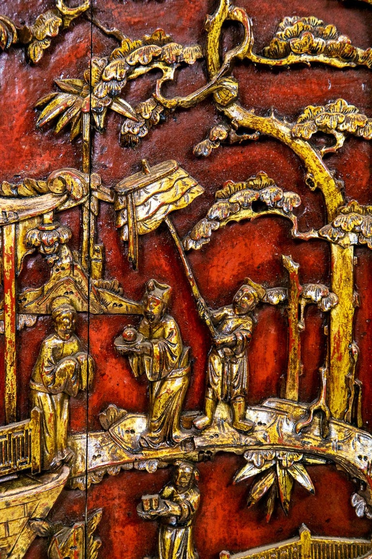 Chinese Carved Lacquer Firescreen at 1stDibs | chinese fire screen