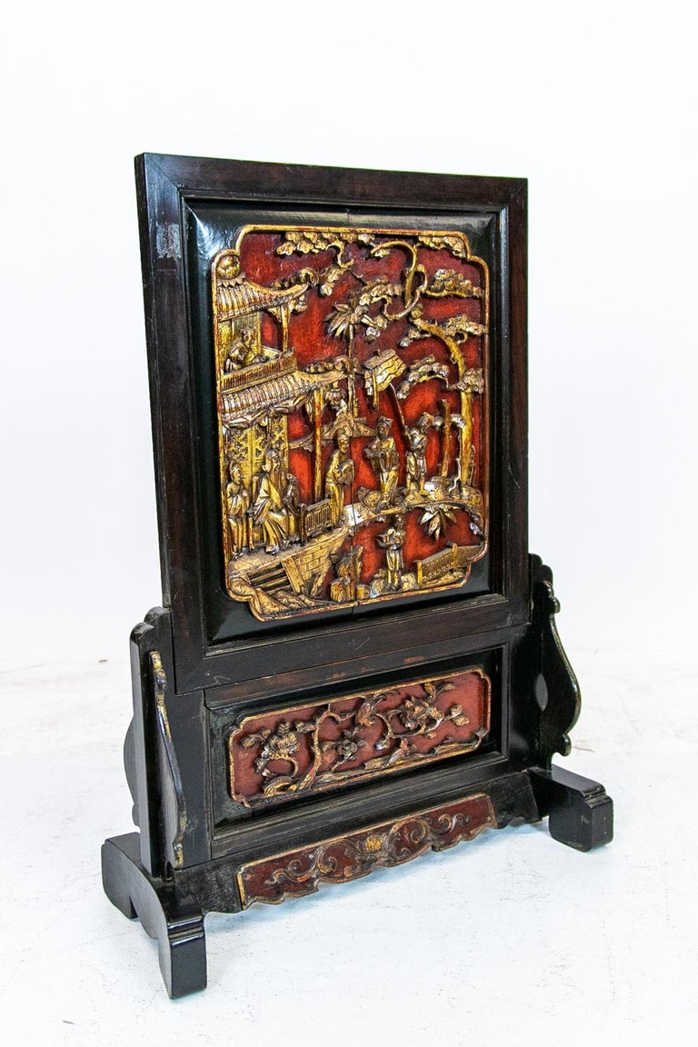 Chinese Carved Lacquer Firescreen at 1stDibs | chinese fire screen