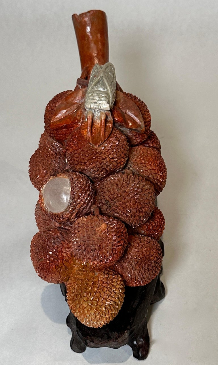 Chinese Carved Soapstone Lychee Fruit Branch For Sale at 1stDibs