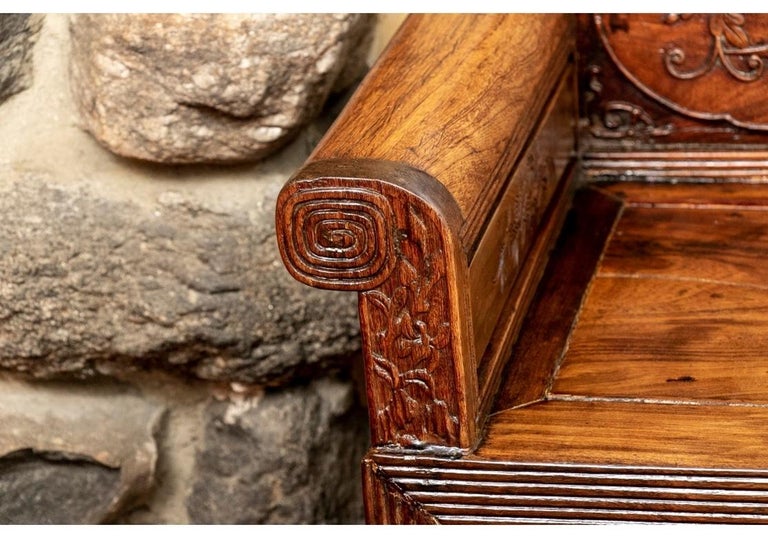 Chinese Carved Wood Long Bench For Sale at 1stDibs