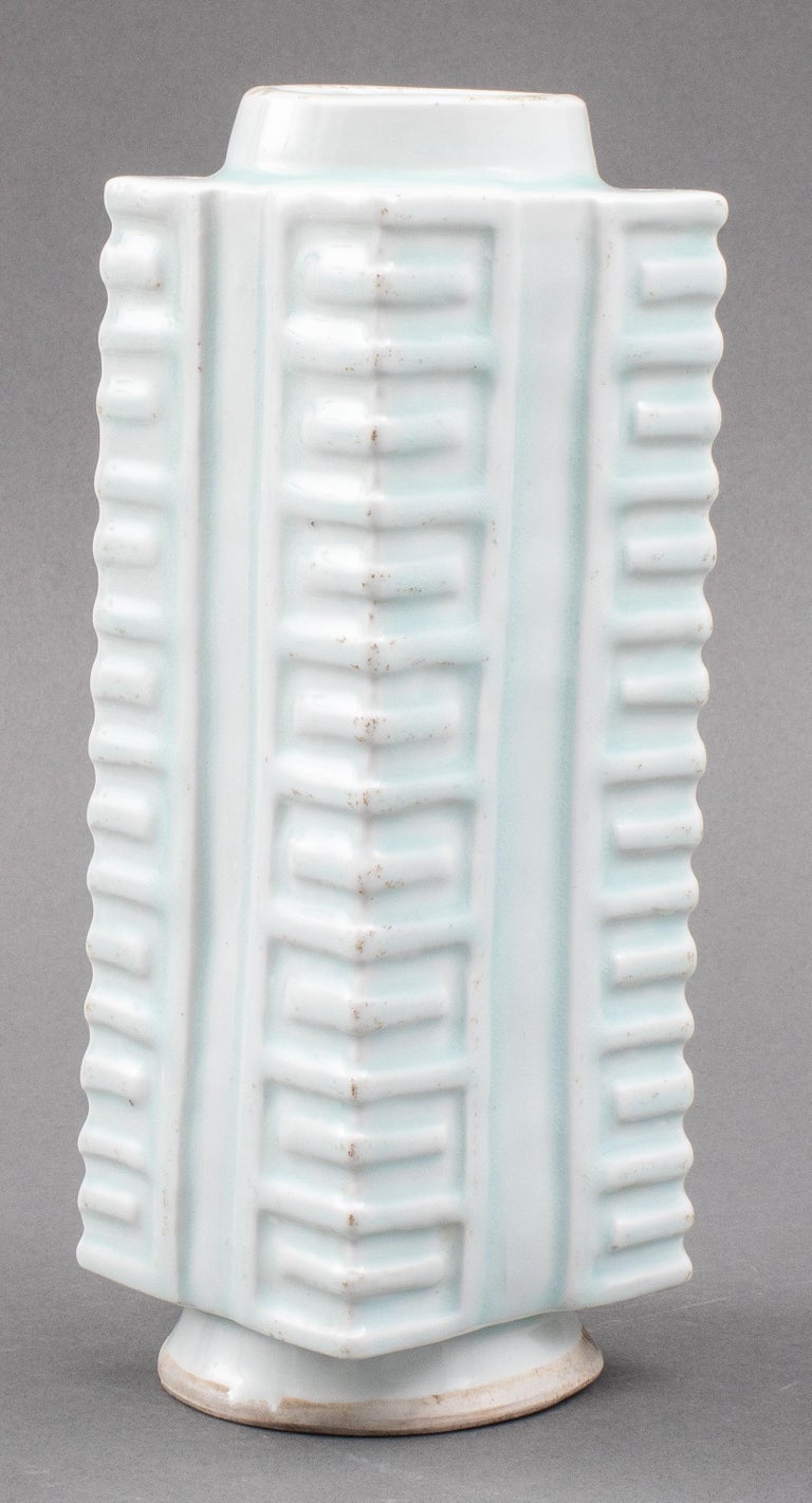 Chinese Celadon Glazed Porcelain Cong Vase For Sale at 1stDibs
