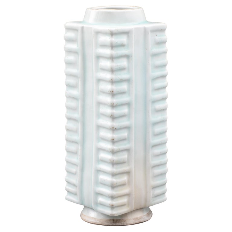 Chinese Celadon Glazed Porcelain Cong Vase For Sale at 1stDibs