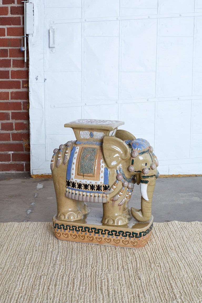 Chinese Ceramic Elephant Garden Stool or Drink Table at 1stDibs