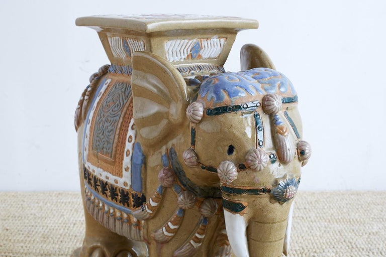 Chinese Ceramic Elephant Garden Stool or Drink Table at 1stDibs