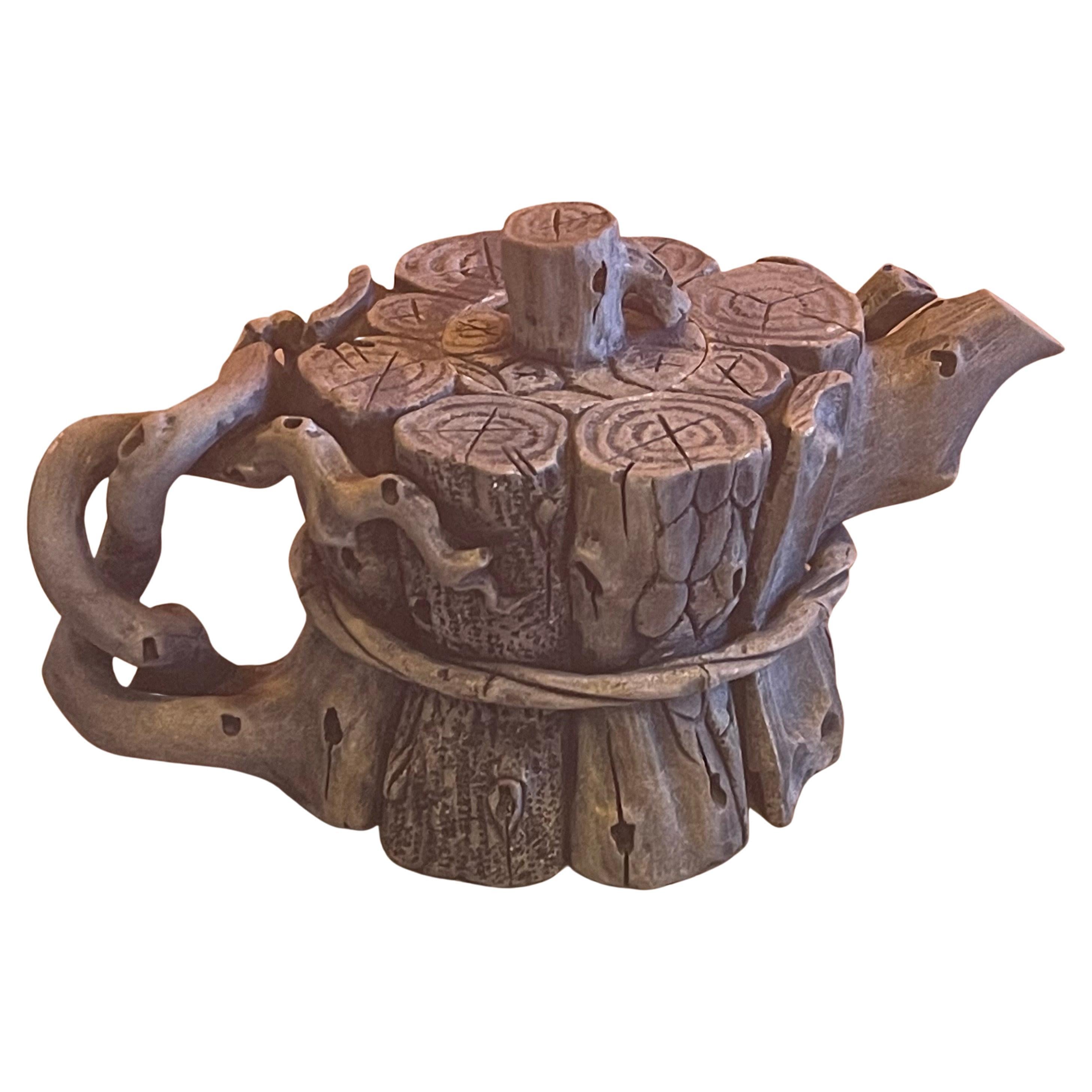Ceramic Trompe L'eoil Birch Stump Tea pot by Eric Serritella at 1stDibs