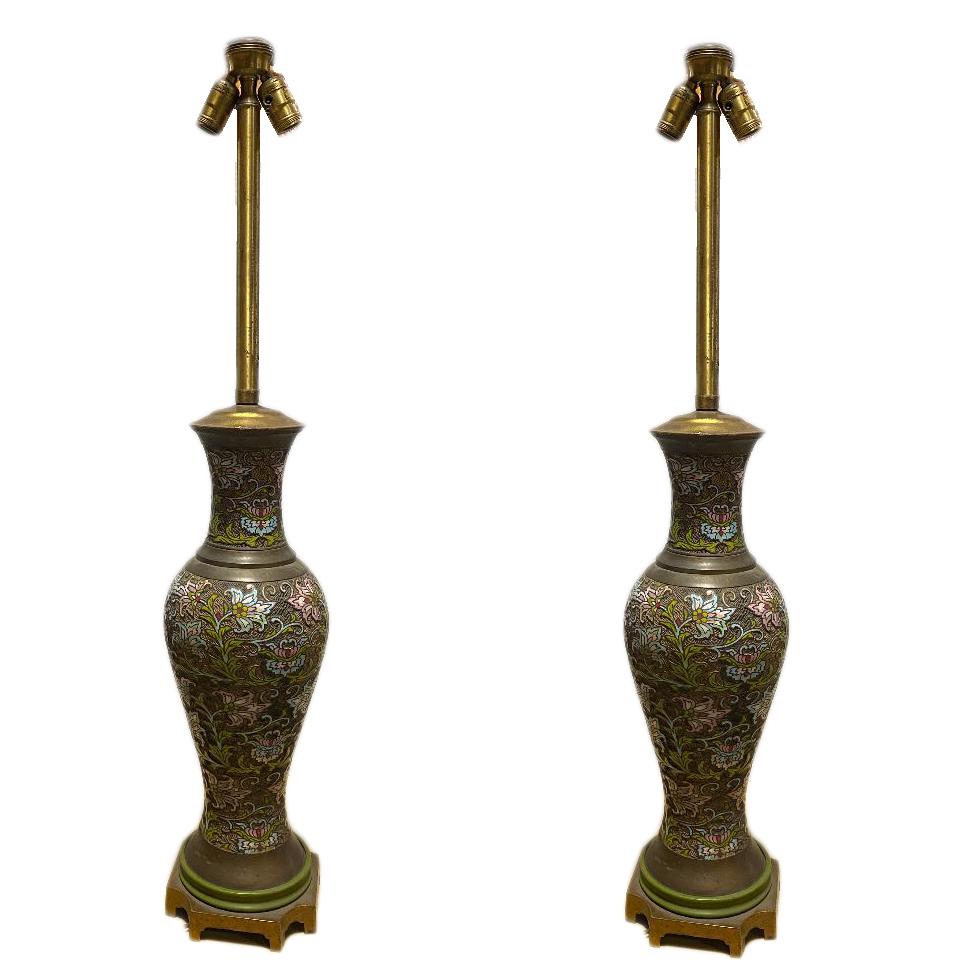 Chinese Champlevé, Cloisonné Lamps For Sale at 1stDibs