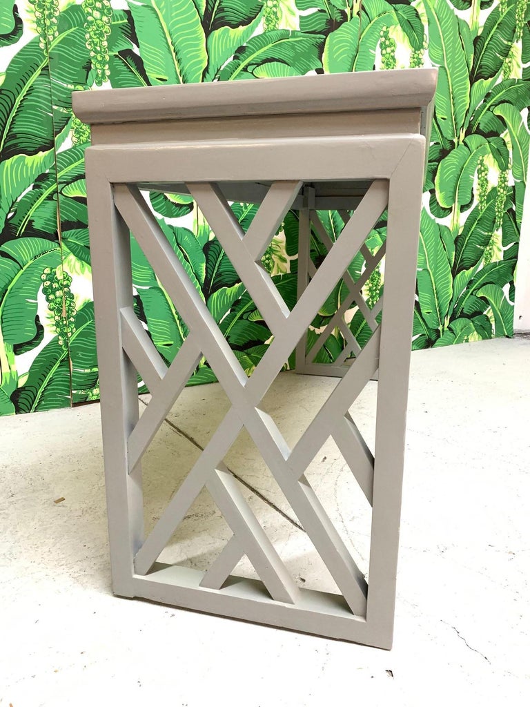 Chinese Chinoiserie Chippendale Lattice Console Table at 1stDibs