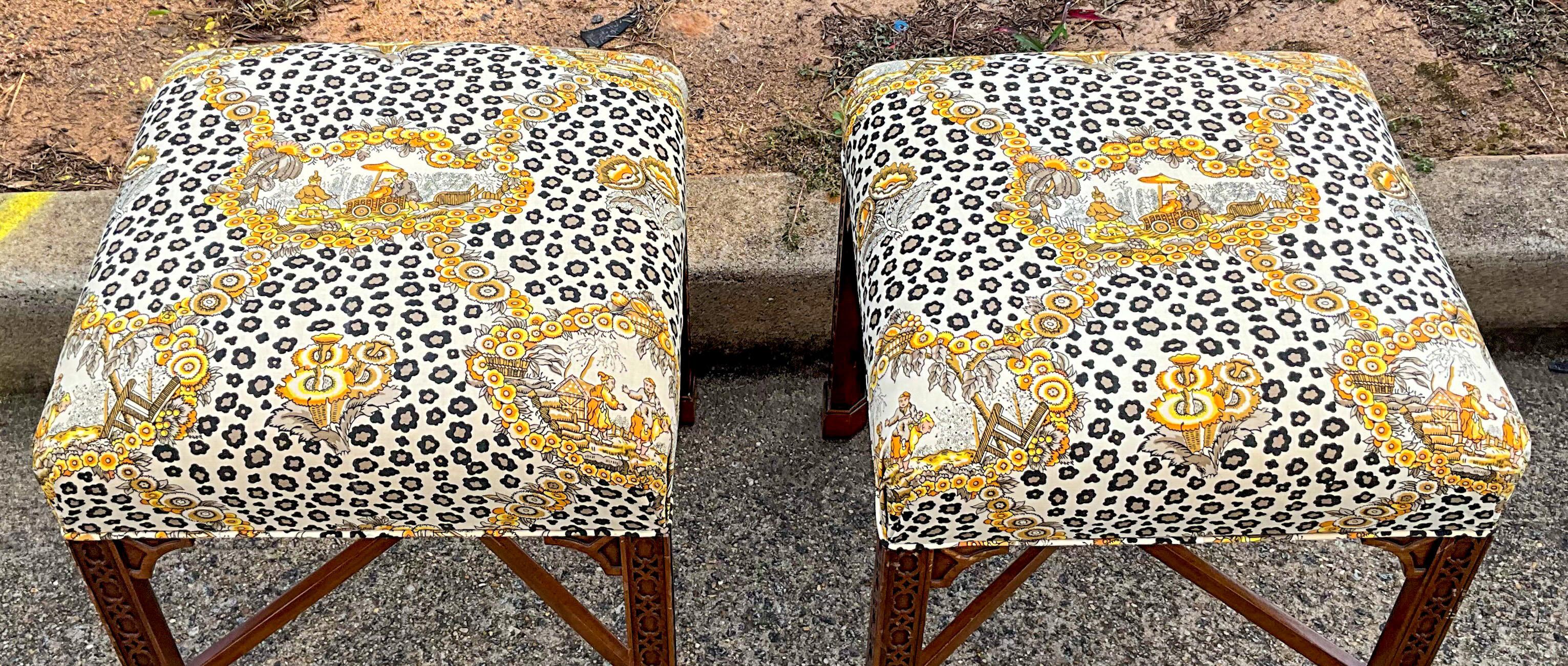 Chinese Chippendale Style Brunschwig and Fils Leopard / Chinoiserie ...