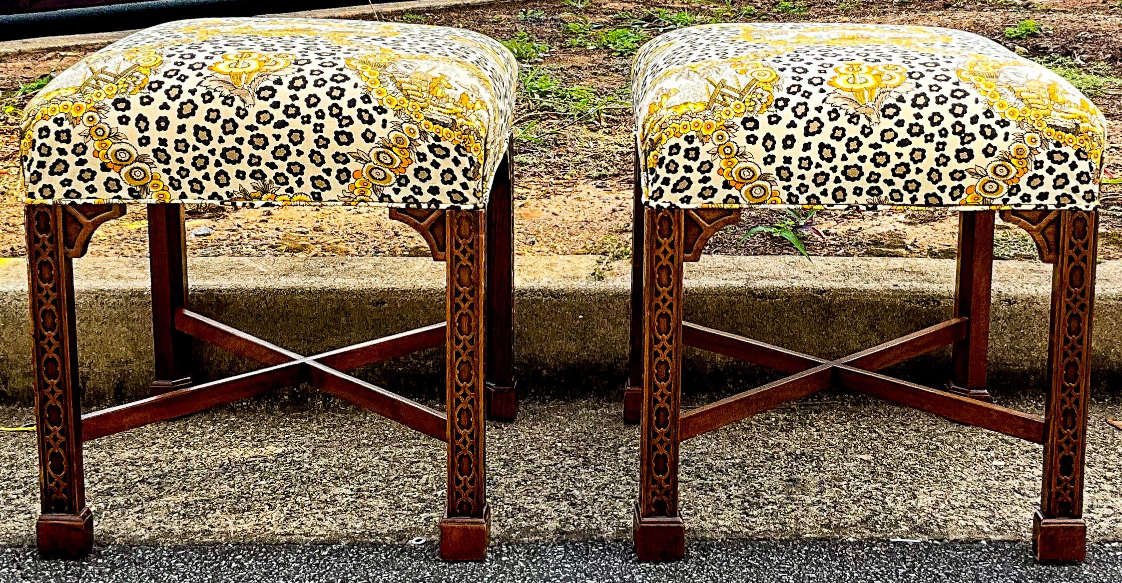 Chinese Chippendale Style Brunschwig and Fils Leopard / Chinoiserie ...