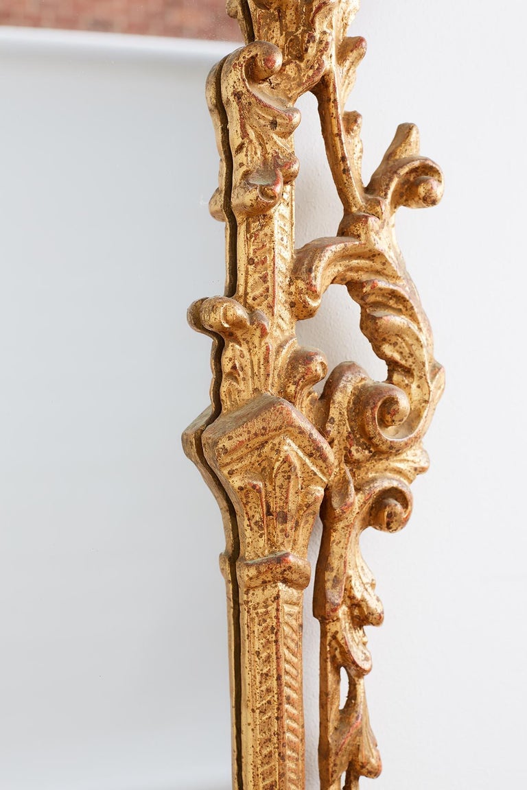 Chinese Chippendale Style Gilt Pagoda Mirror with Hoho Birds at 1stDibs