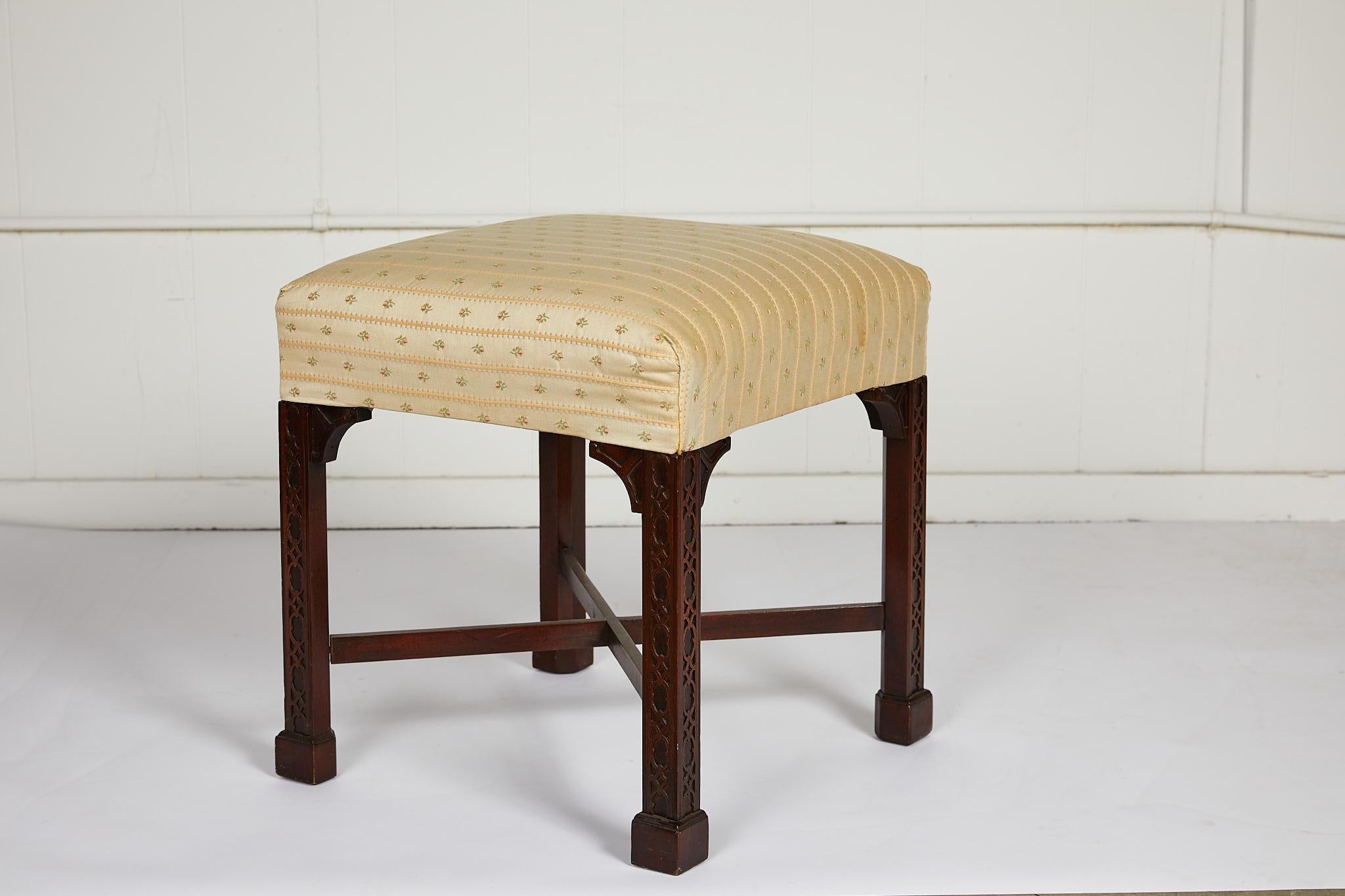Chinese Chippendale Style Mahogany Stool at 1stDibs | chippendale stool