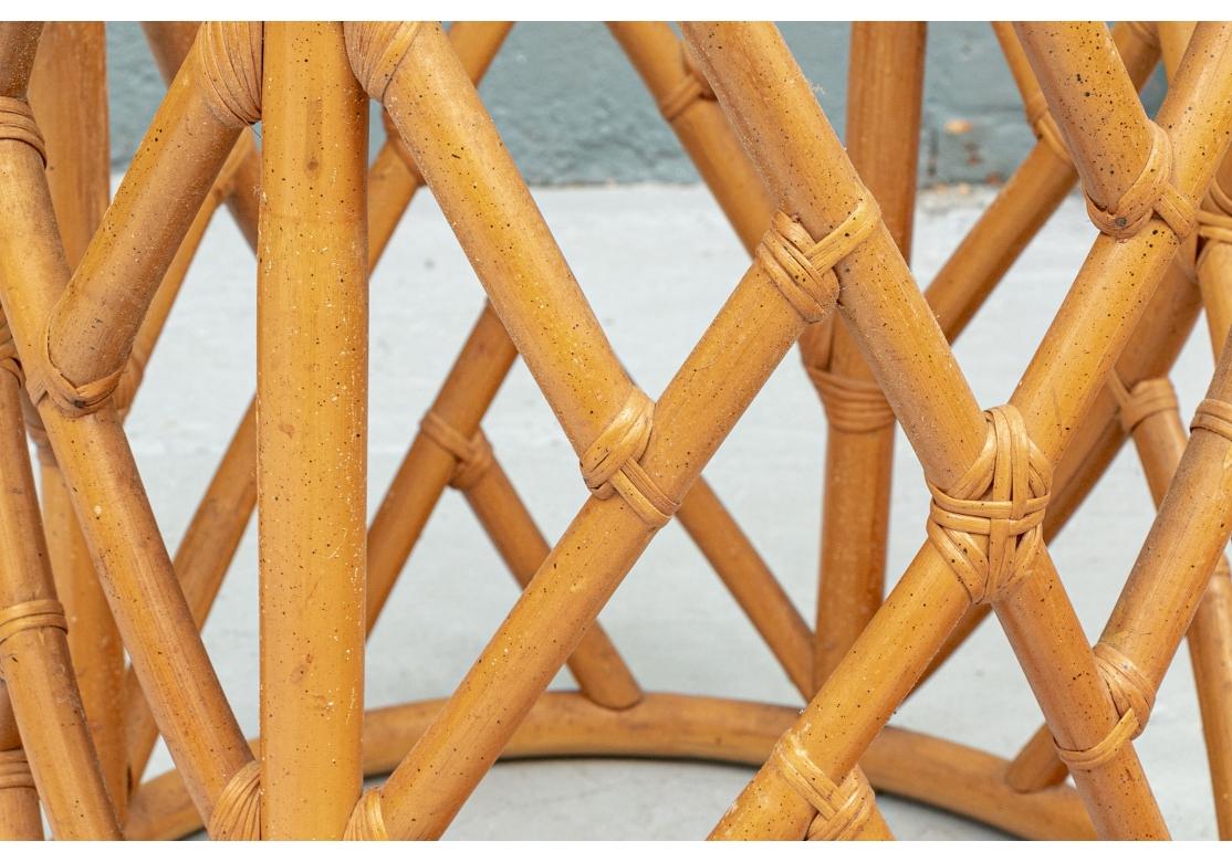 Chinese Chippendale Style Rattan And Glass Round Dining Table For Sale ...