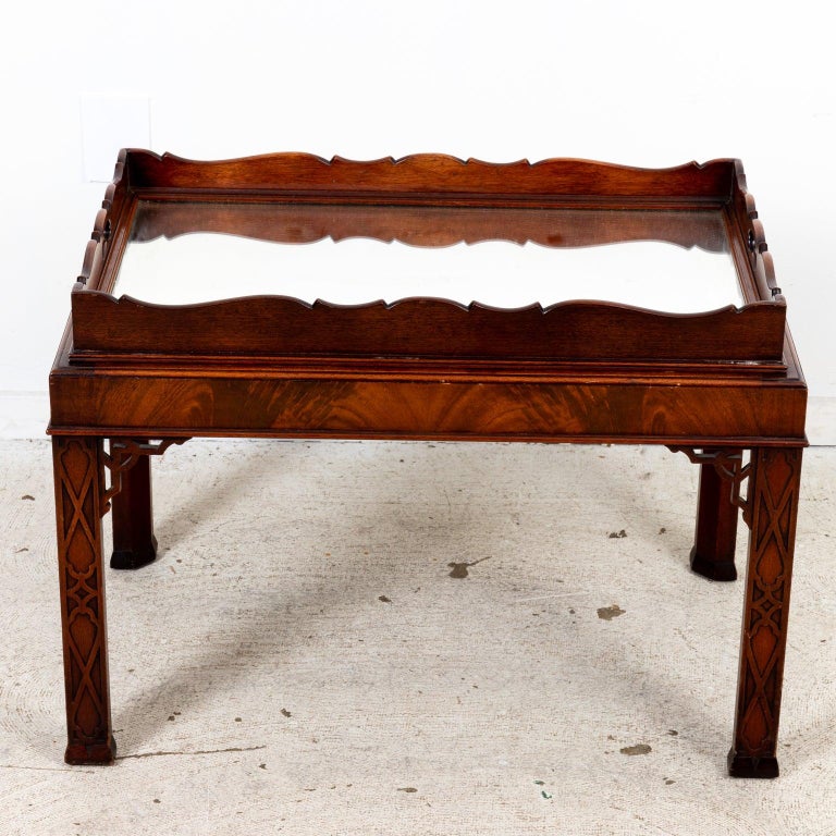 Chinese Chippendale Style Reversible Butlers Tray Table For Sale at 1stDibs