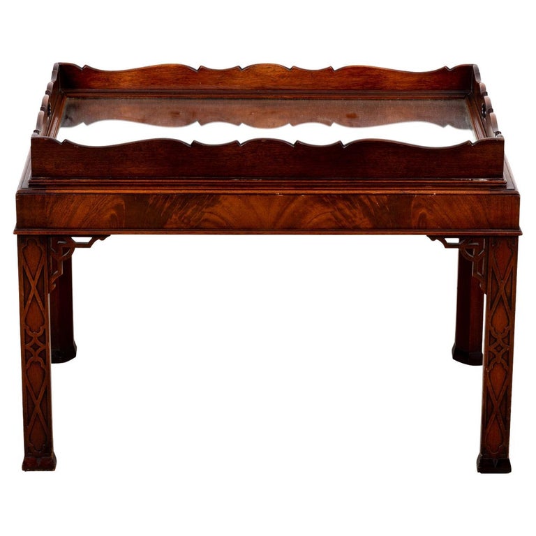 Chinese Chippendale Style Reversible Butlers Tray Table For Sale at 1stDibs