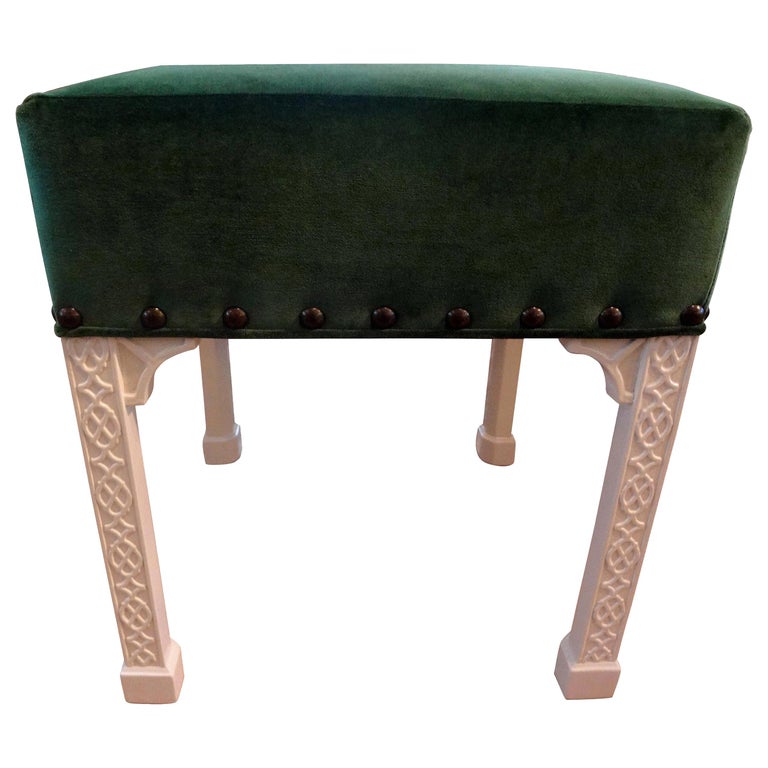 Chinese Chippendale Style White Lacquered Bench or Ottoman at 1stDibs ...