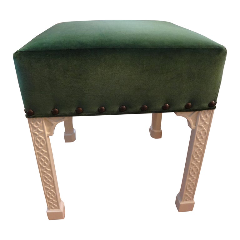 Chinese Chippendale Style White Lacquered Bench or Ottoman at 1stDibs ...