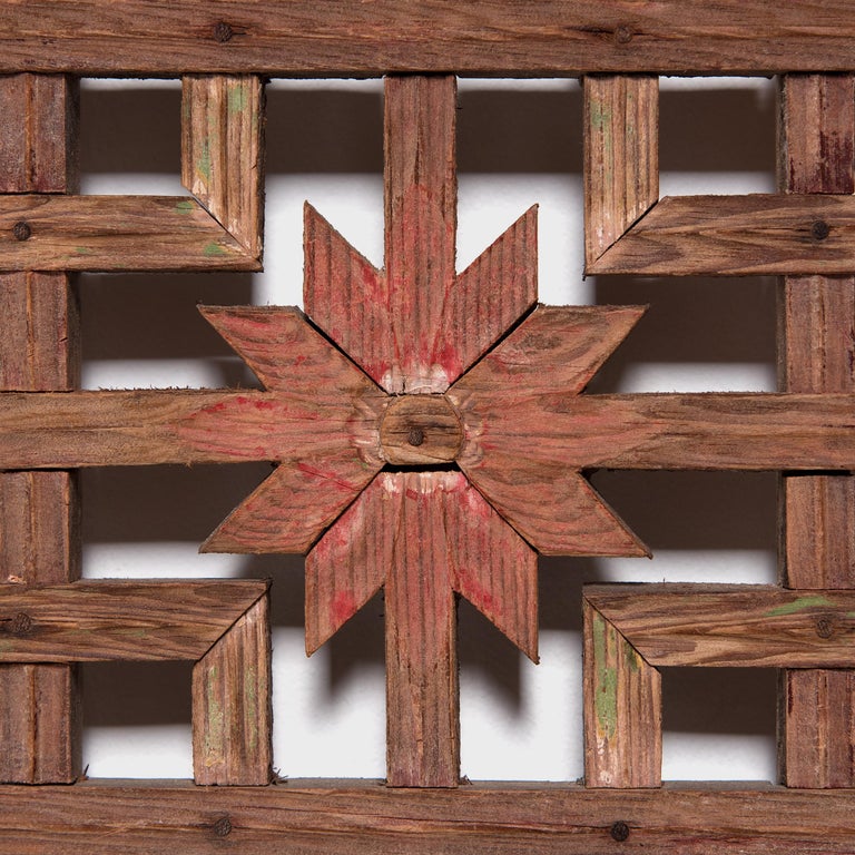 Chinese Chrysanthemum Lattice Window Panel, circa 1900 For Sale at 1stDibs