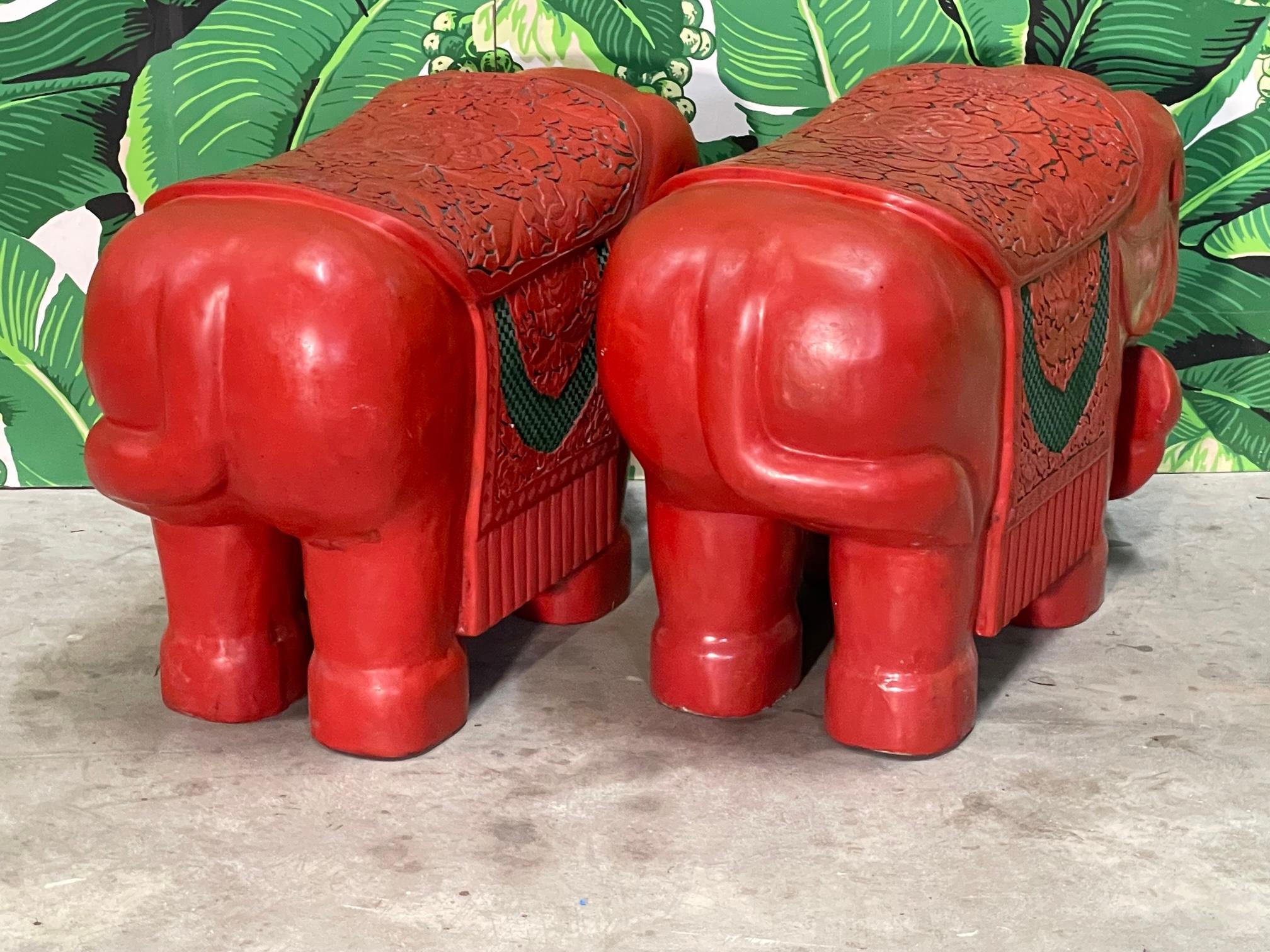 Chinese Cinabar Elephant Garden Stools For Sale at 1stDibs