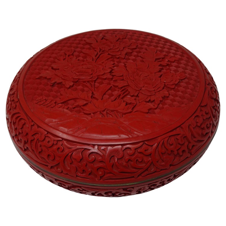 Chinese Cinnabar Chrysanthemum Box For Sale at 1stDibs