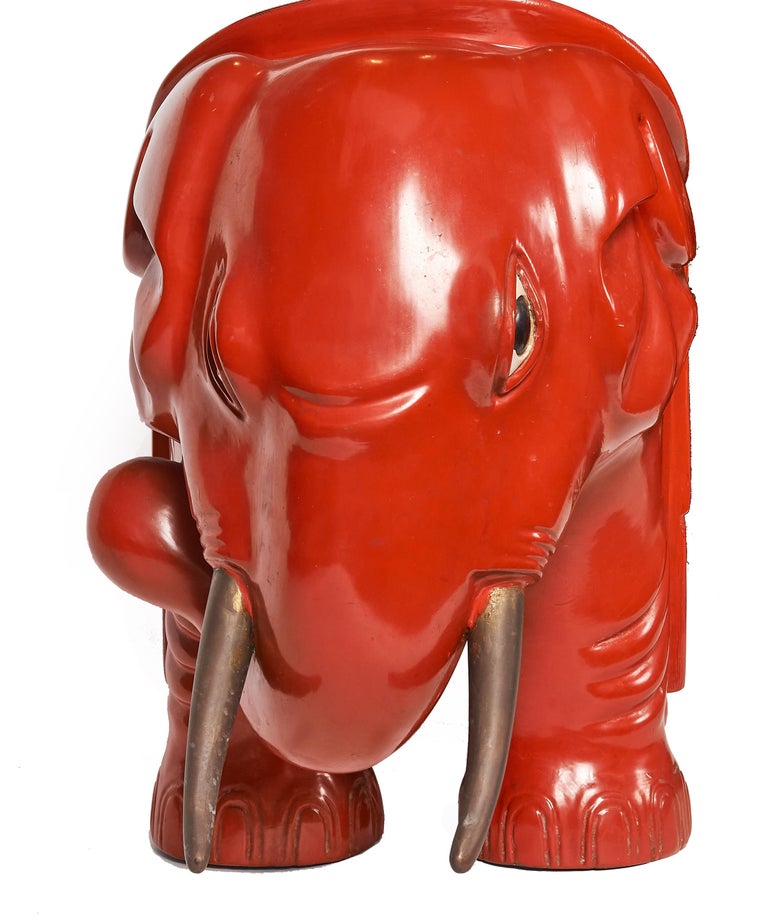 Chinese Cinnabar Elephant Garden Stool at 1stDibs
