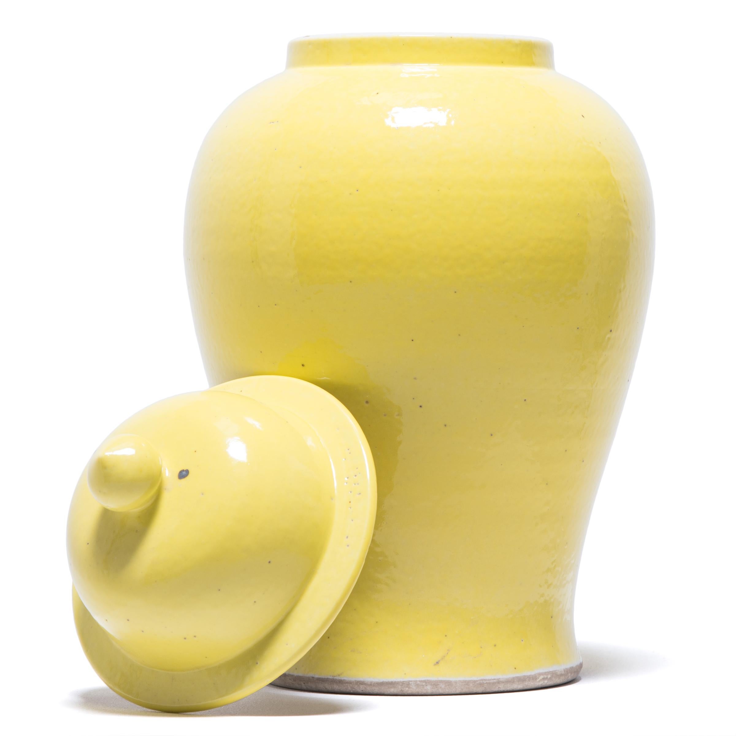 Chinese Citron Yellow Baluster Jar For Sale at 1stDibs